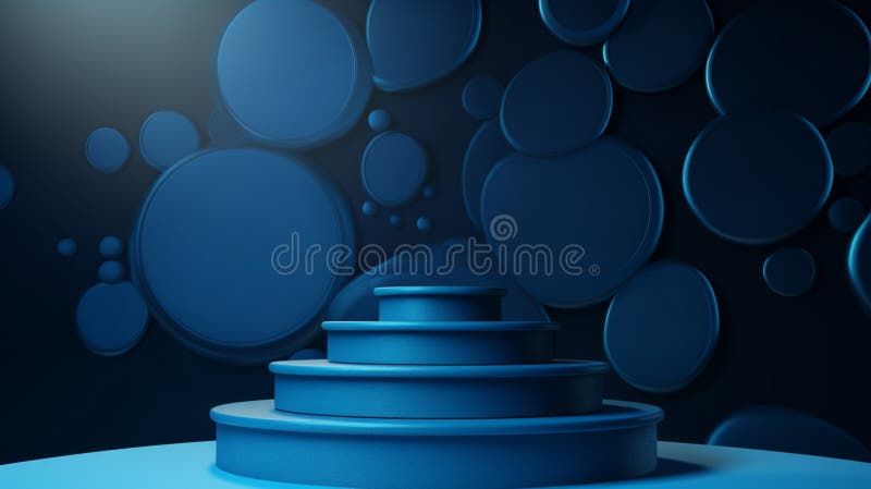 Blue Podium with Circles Background Stock Illustration - Illustration ...