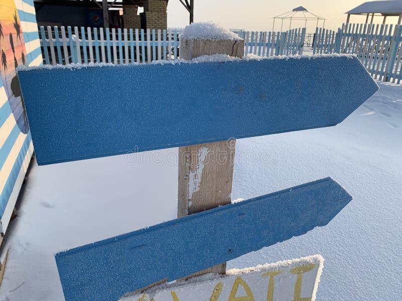 Blue pointer in winter stock photo. Image of information - 208500006