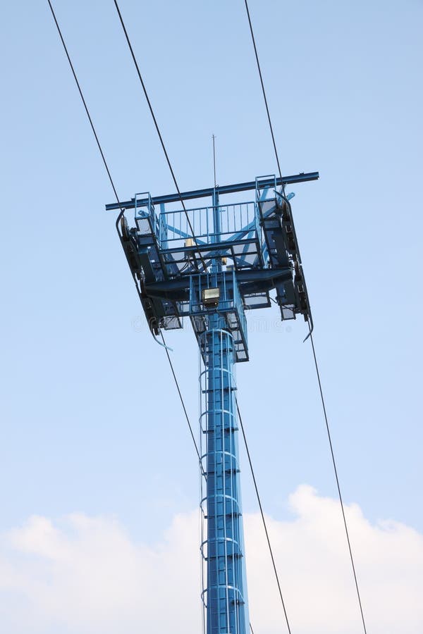 Blue pole of cable car stock photo. Image of slope, elevator - 24963170
