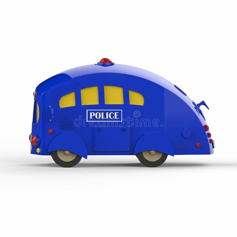 Blue Police Bus on White Background. 3d Render Stock Illustration ...
