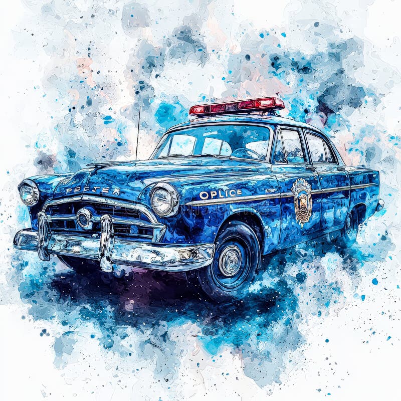 Blue Police Car with a Red Light on the Front Stock Image - Image of ...