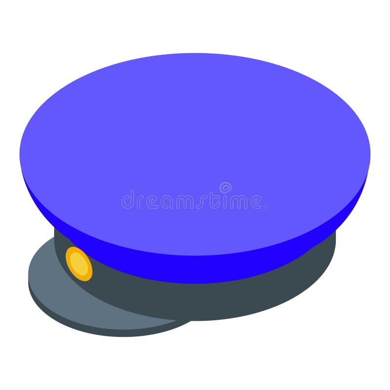 Blue Police Hat Isometric Style Representing Law Enforcement and ...