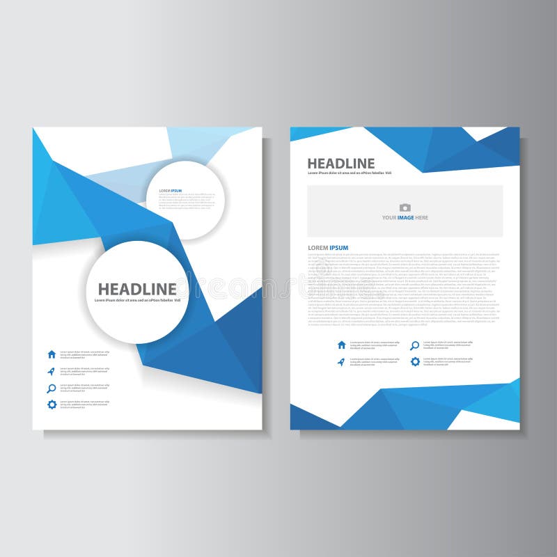 Blue Polygon Brochure Flyer Leaflet Abstract Layout Template Flat ...