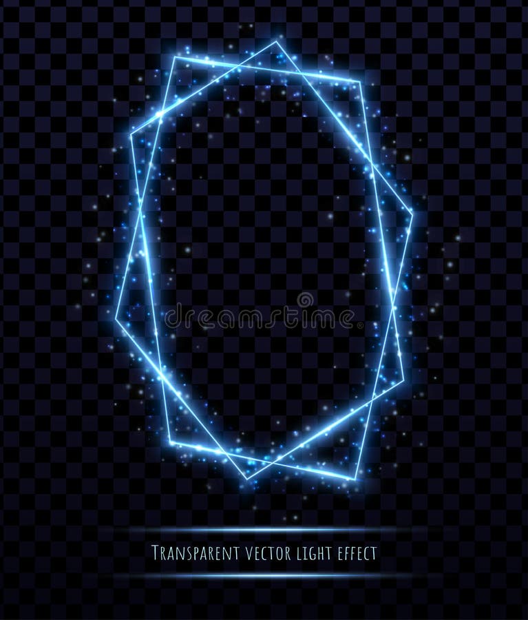 Blue Polygonal Frame with Light Effects Isolated on Transparent ...