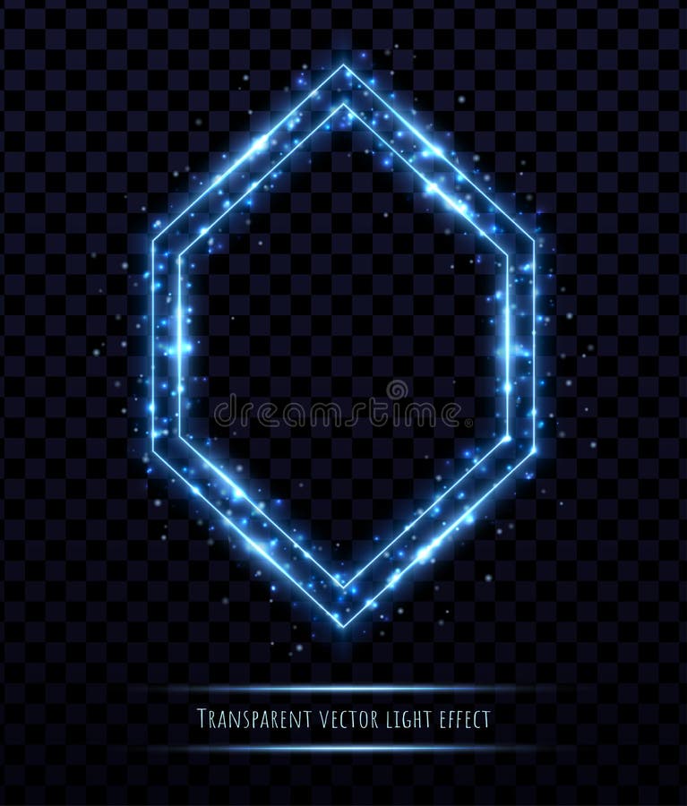 Blue Polygonal Frame with Light Effects Isolated on Transparent ...