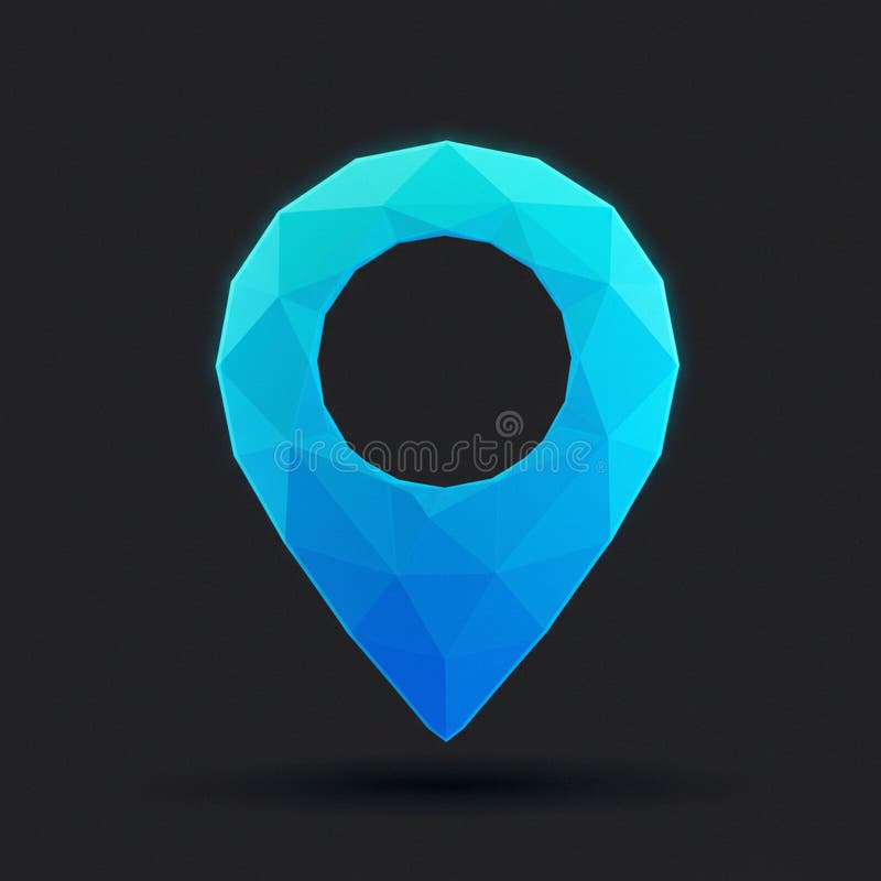 Blue Polygonal Location Pin Icon with a Gradient from Light To Dark ...