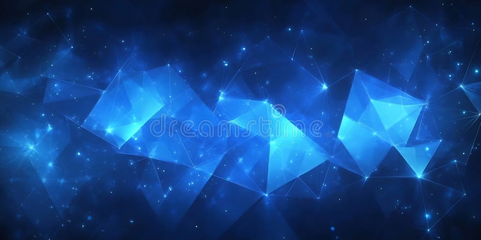 Dynamic Composition of Interconnected Blue Polygons and Stars Creating ...