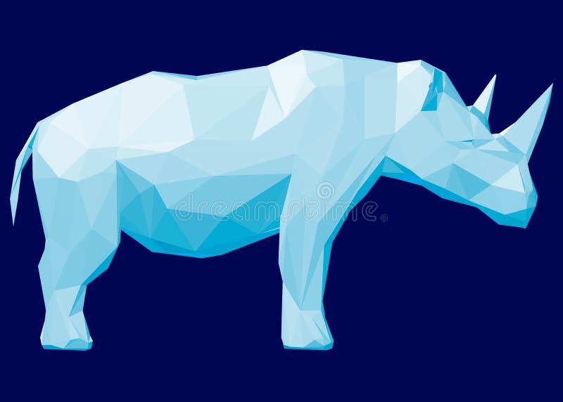Blue Polygonal Rhino. 3D. Side View. Vector Illustration Stock Vector ...