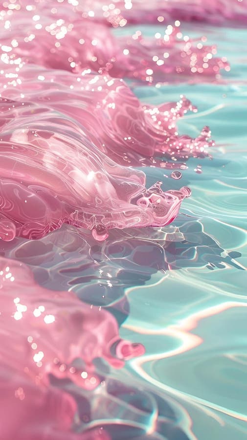 A Blue Pool Full of Some Pink Bubbles and Some Water Stock Illustration ...