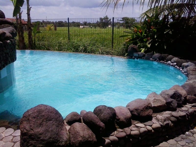 Blue Pool beside the Rice Field Stock Photo - Image of rice, pool ...