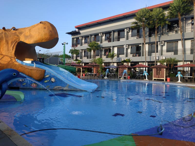 Blue Pool and Blue Sky in the Morning, Happy Day Editorial Stock Photo ...