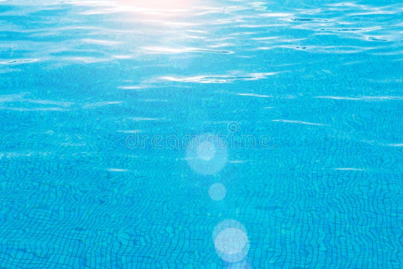 Blue Pool Surface Pool Water Background with Sun Reflection Stock Photo ...