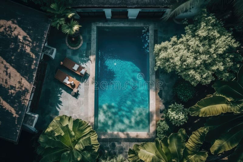 Blue Pool on Tropical Island. Illustration AI Generative Stock ...