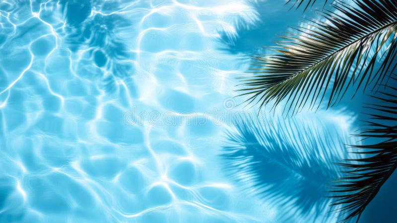 Blue Pool Water with Palm Leaf Shadows Stock Illustration ...