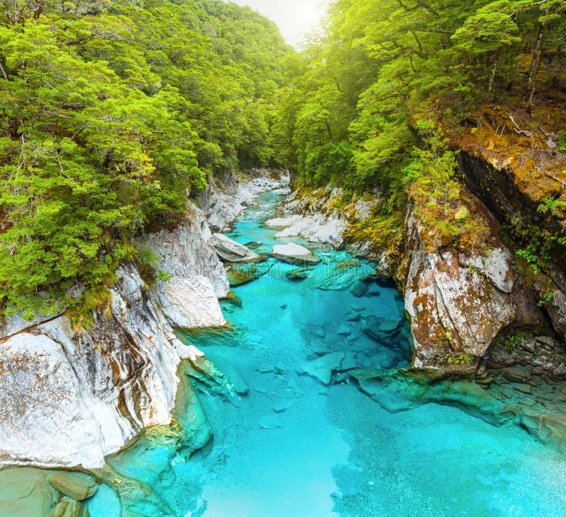 Blue pools stock image. Image of reserve, landscape, makarora - 25125803