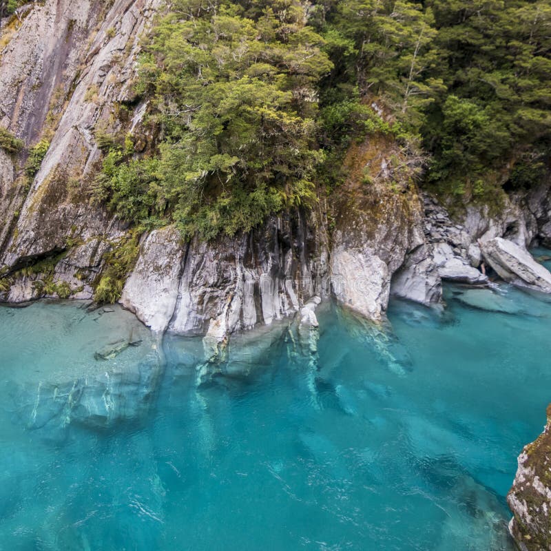 Blue Pools at Wanaka River in New Zealand. Stock Photo - Image of ...