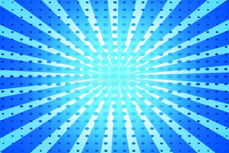 Blue Pop Art Retro Background with Exploding Rays and Dots Comic Stock ...