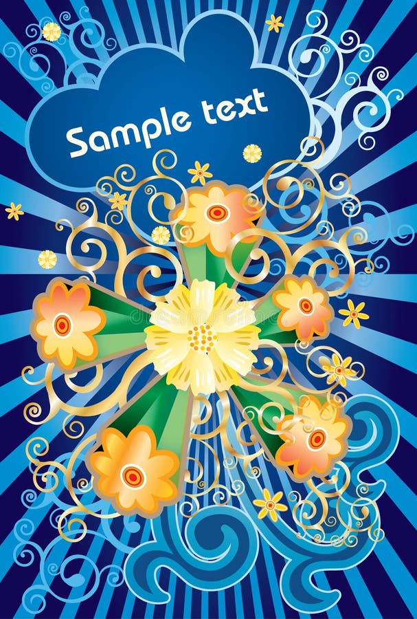 Blue pop flower stock vector. Illustration of flourishes - 9506426