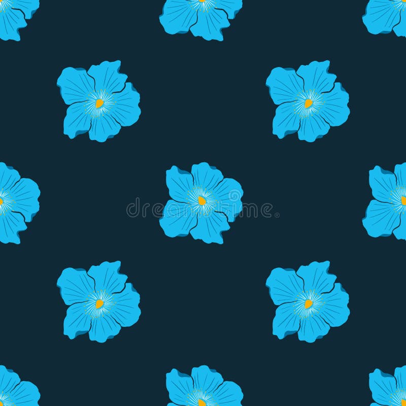 Blue Poppies Vector Seamless Pattern Design Illustration Stock Vector ...