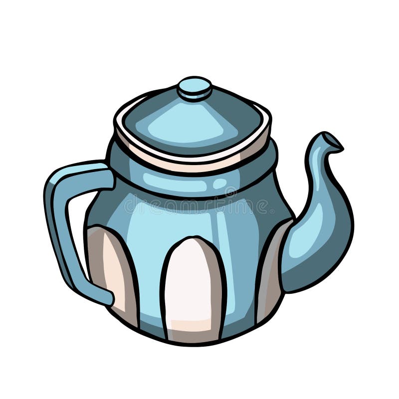 Blue Porcelain Teapot Color Vector Illustration Stock Vector ...