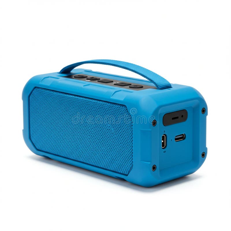 Blue Portable Speaker with a Rectangular Shape and Rounded Edges. it ...