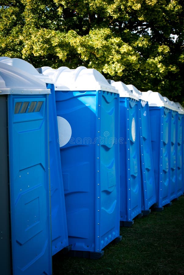 Row of portable toilets stock photo. Image of sunny, outdoor - 30205506