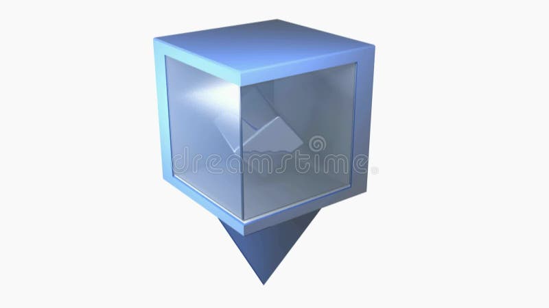 Blue Positioning Box with Rotating Metallic Cube - 3D Rendering ...