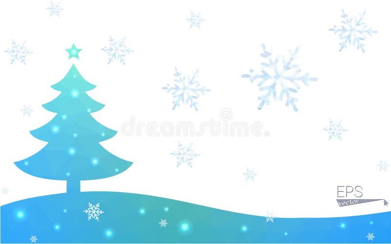 Blue Postcard Low Polygon Style Christmas Tree Illustration Consisting ...