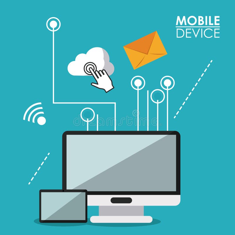 Blue Poster Mobile Device with Desktop Computer and Tablet and Link To ...