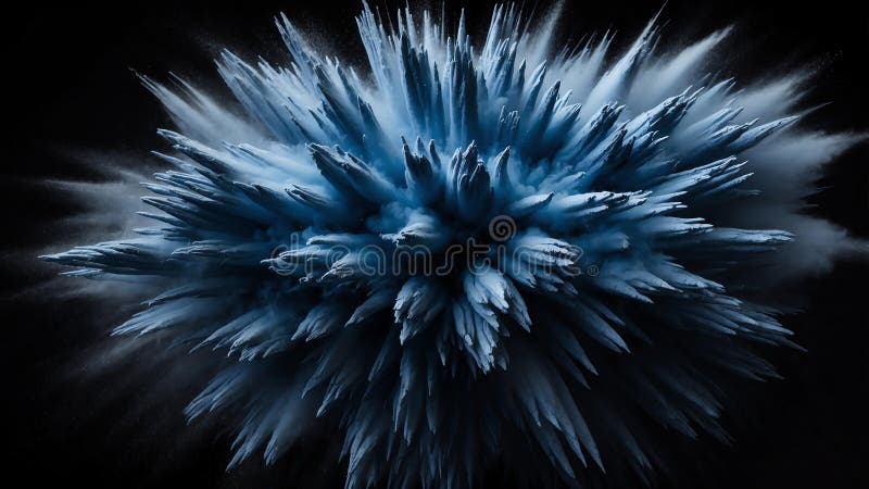 Blue Powder Center Radial Explosion Isolated in Black Ai Generated ...