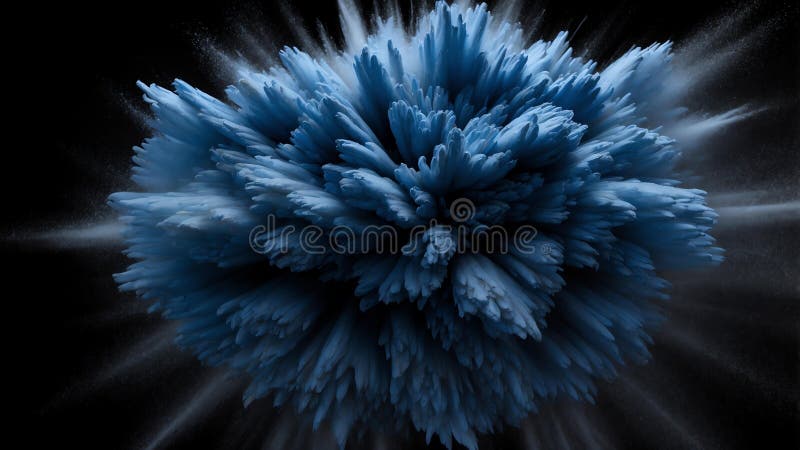 Blue Powder Center Radial Explosion Isolated in Black Ai Generated ...