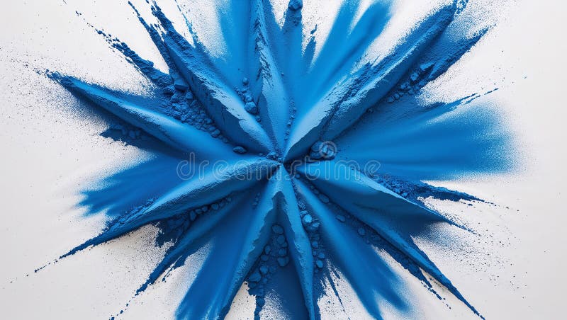 Blue Powder Exploding Creating a Star Shape on White Background Stock ...