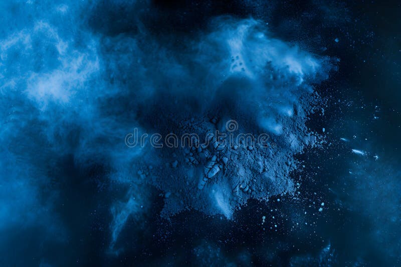 Blue Powder Explosion: Abstract on Dark Blue Background Stock ...
