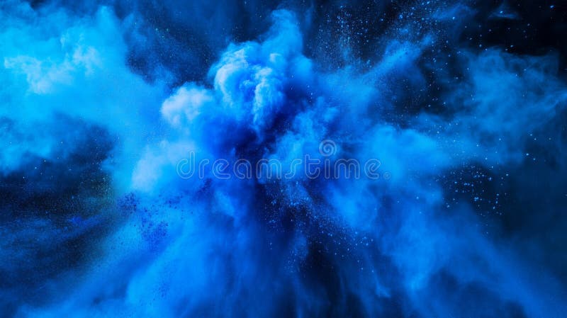 Blue Powder Explosion Against Dark Background Stock Illustration ...