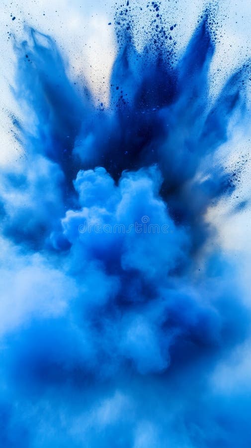 Blue Powder Explosion Against White Sky Stock Photo - Image of energy ...