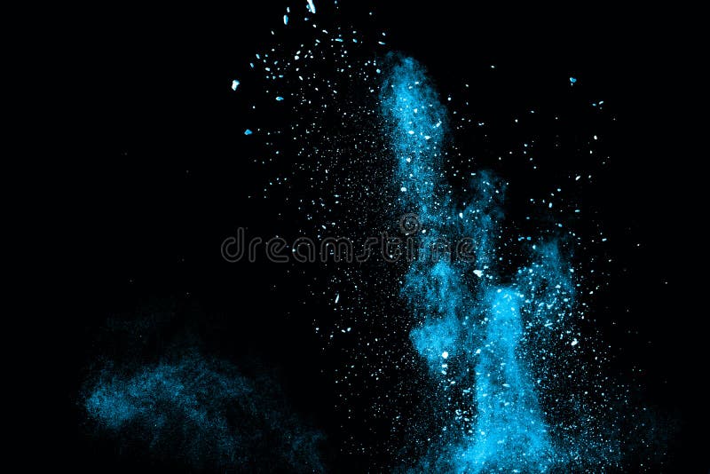 Blue Powder Explosion on Black Background. Stock Photo - Image of ...