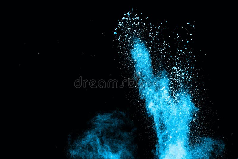 Blue Powder Explosion on Black Background. Stock Image - Image of burst ...