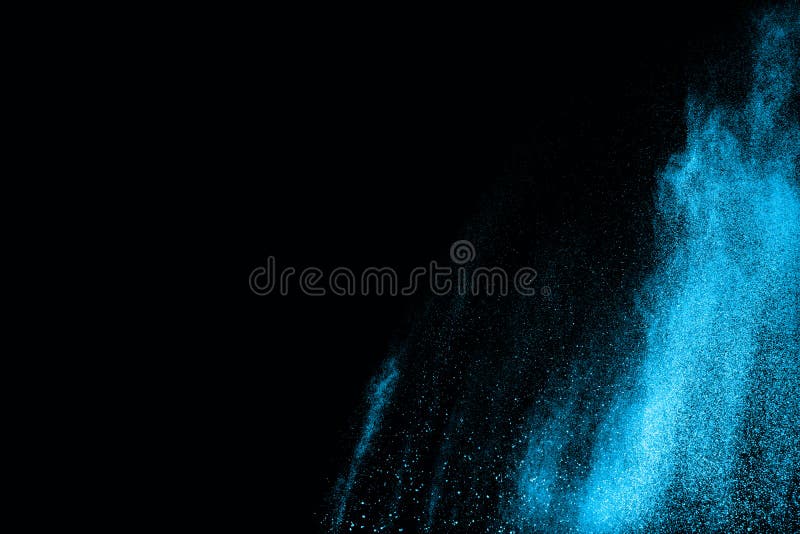 Blue Powder Explosion on Black Background. Stock Image - Image of ...