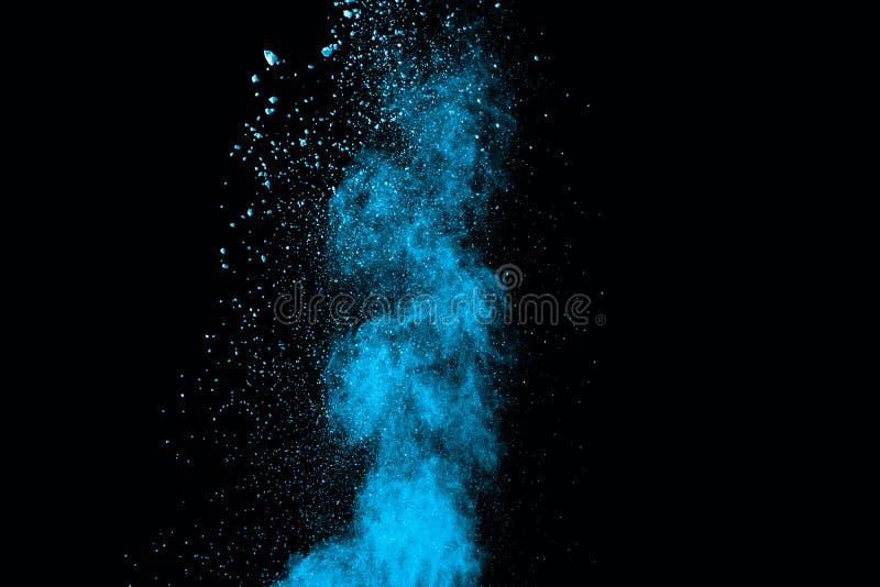 Blue Powder Explosion on Black Background. Stock Photo - Image of glow ...