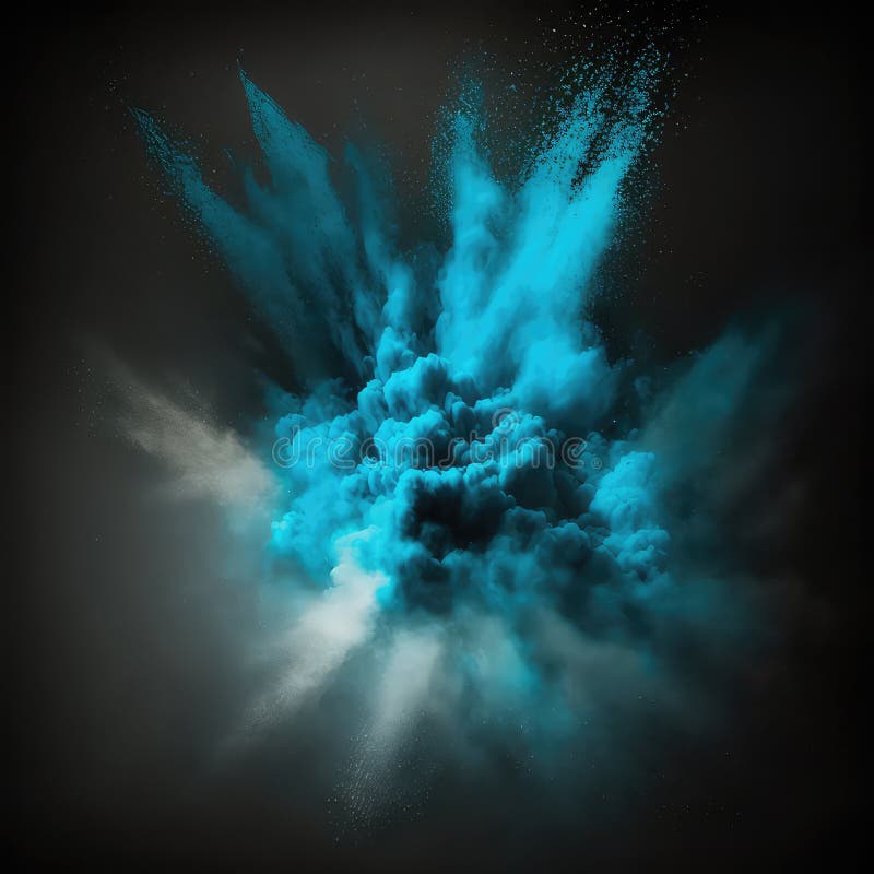 Blue Powder Explosion on Black Background Stock Illustration ...