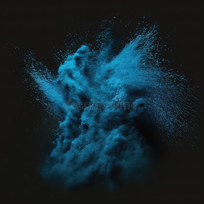 Explosion of Blue and Yellow Powders on a Dark Background Stock ...