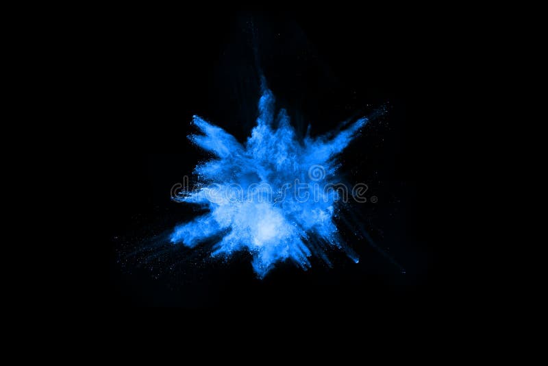 Blue Powder Explosion on Black Background. Stock Image - Image of ...