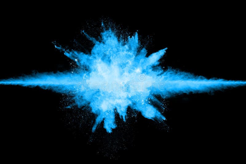 Blue Powder Explosion on Black Background. Stock Photo - Image of ...