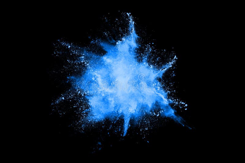 Blue Powder Explosion on Black Background. Stock Image - Image of ...