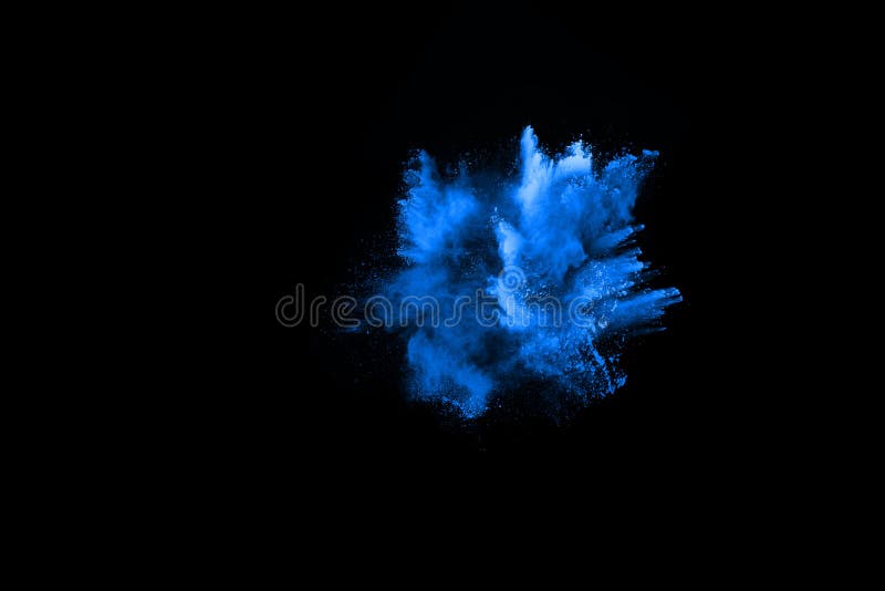 Blue Powder Explosion on Black Background. Stock Image - Image of ...