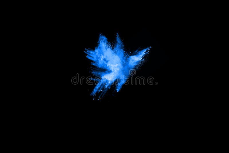 Blue Powder Explosion on Black Background. Stock Image - Image of ...