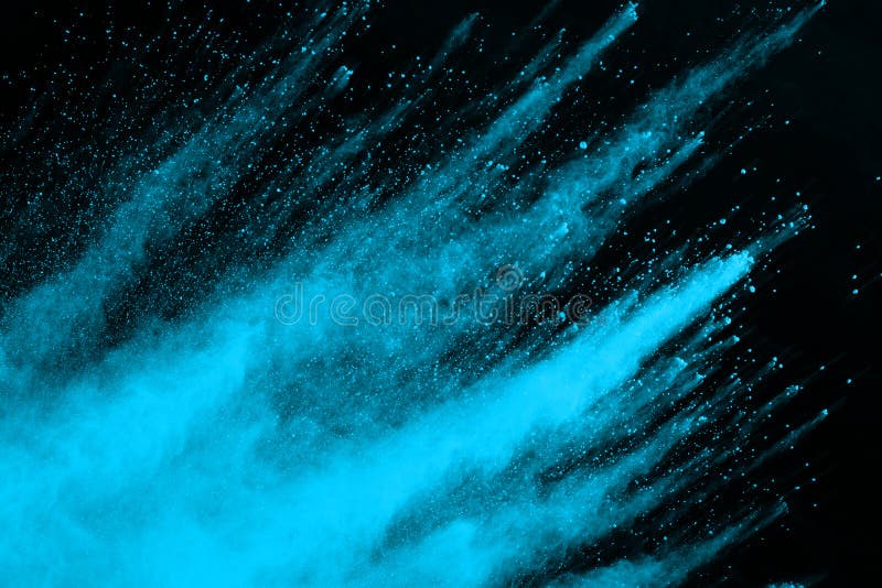 Blue Powder Explosion on Black Background. Stock Image - Image of ...