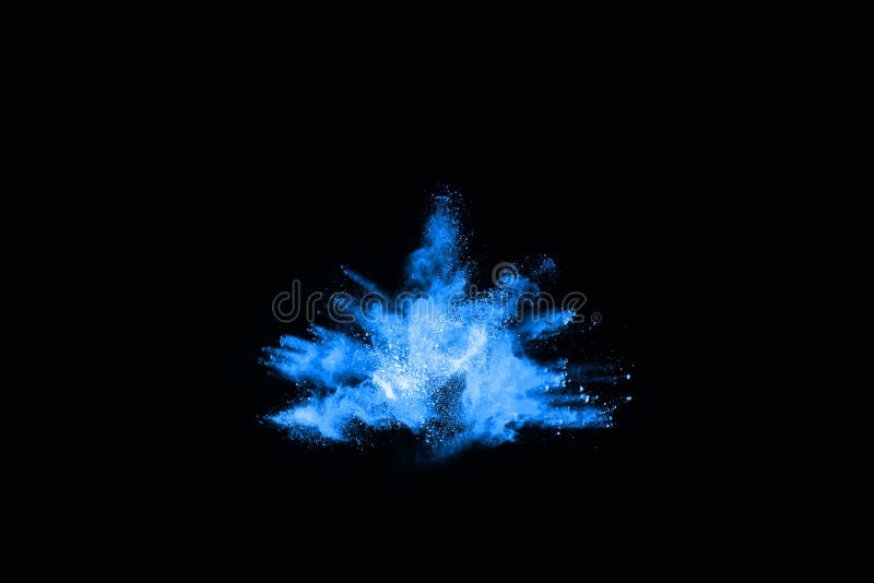 Blue Powder Explosion on Black Background. Stock Photo - Image of dust ...