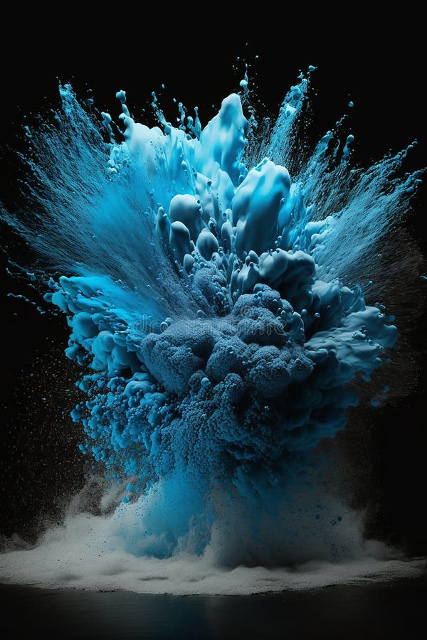 Blue Powder Explosion on the Black Background Stock Illustration ...