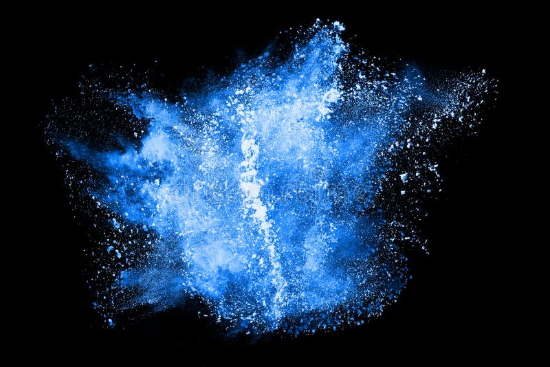 Blue Powder Explosion on Black Background. Freeze Motion. Stock Image ...